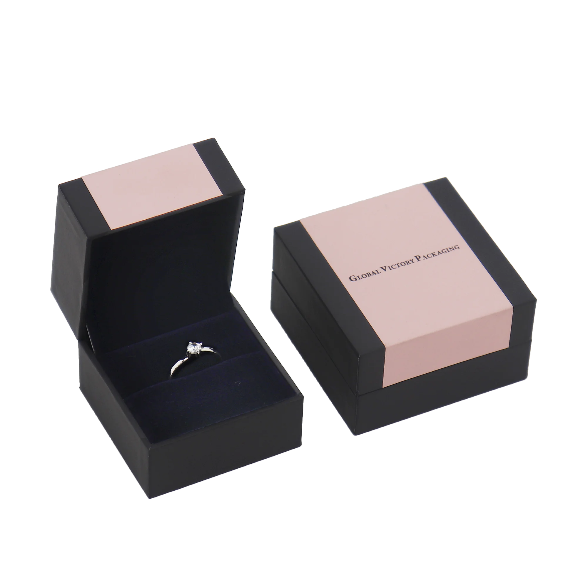 Luxury Premium Custom Logo Black Paper Ring Jewelry Boxes - Buy Paper ...