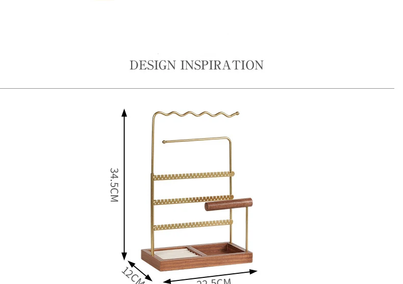 Modern Light Luxury Detachable Wooden Base Iron 7-layer Ring Storage ...