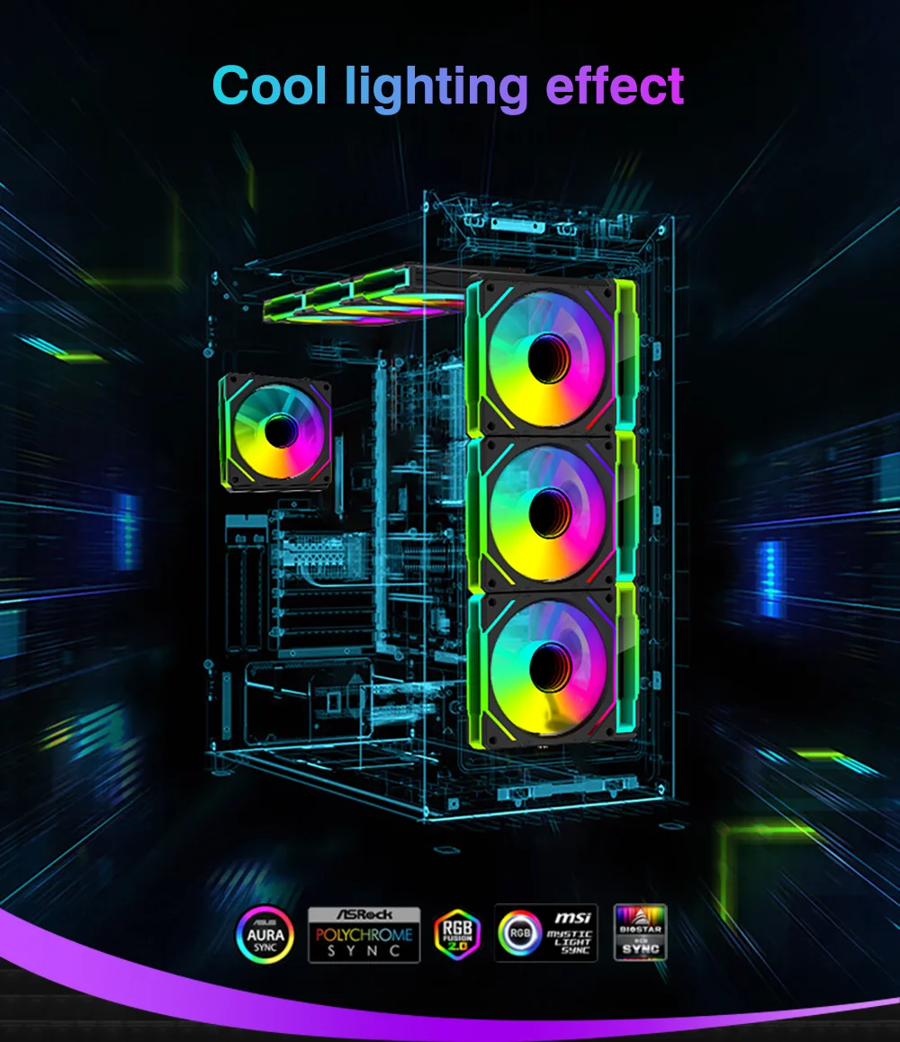 LOVINGCOOL 5V Tandem Connection ARGB Fan 12025mm PC Case Cooling