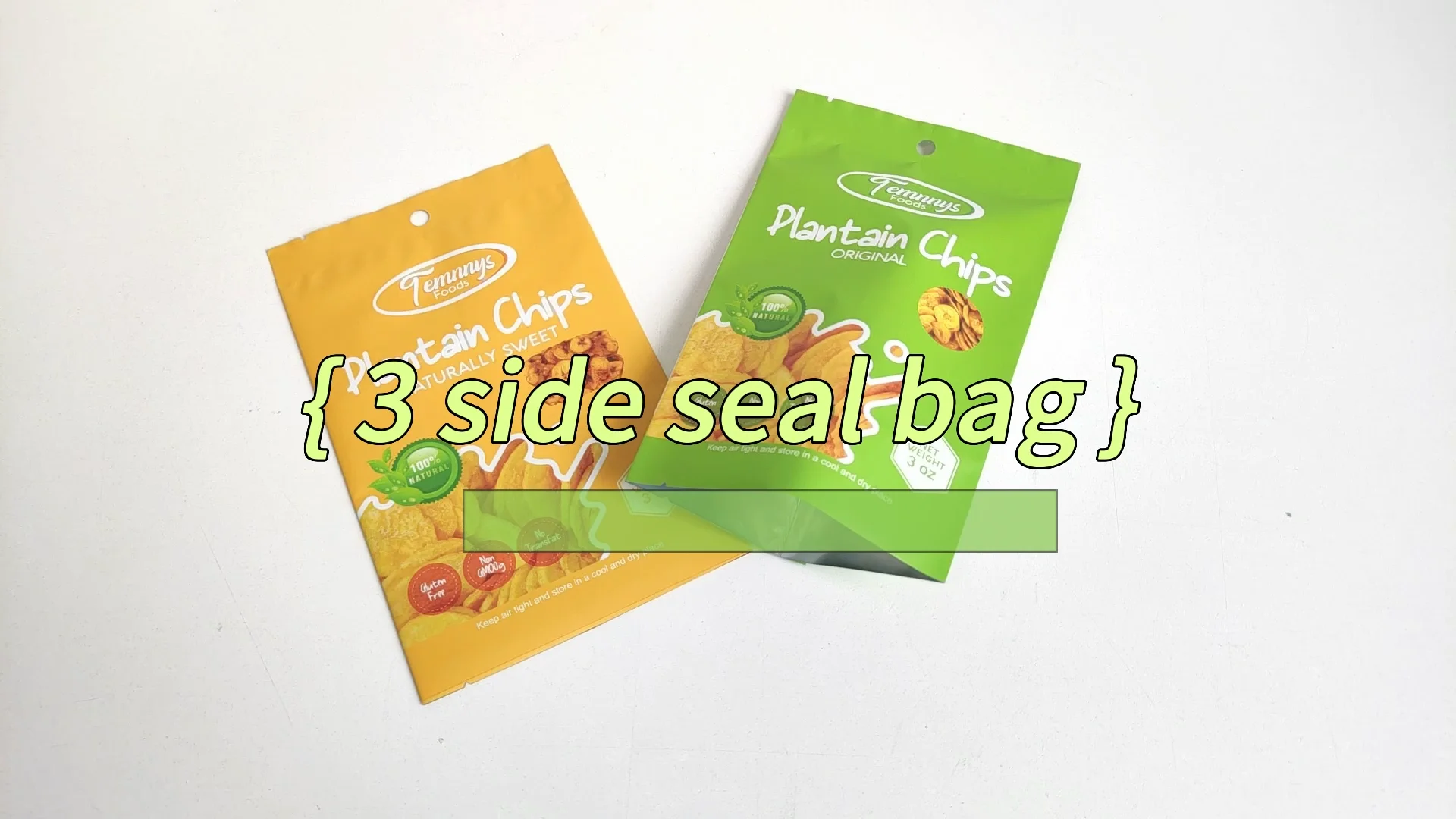 Wholesale Custom Printed Heat Seal Snack Banana Chips 3 Side Heat Seal ...