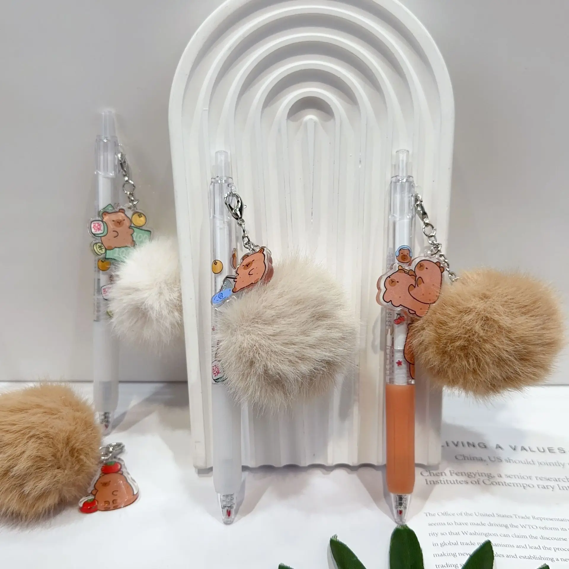 L001 capybara Cute Black Gel Pens Set, Cartoon Ballpoint Pens School ...