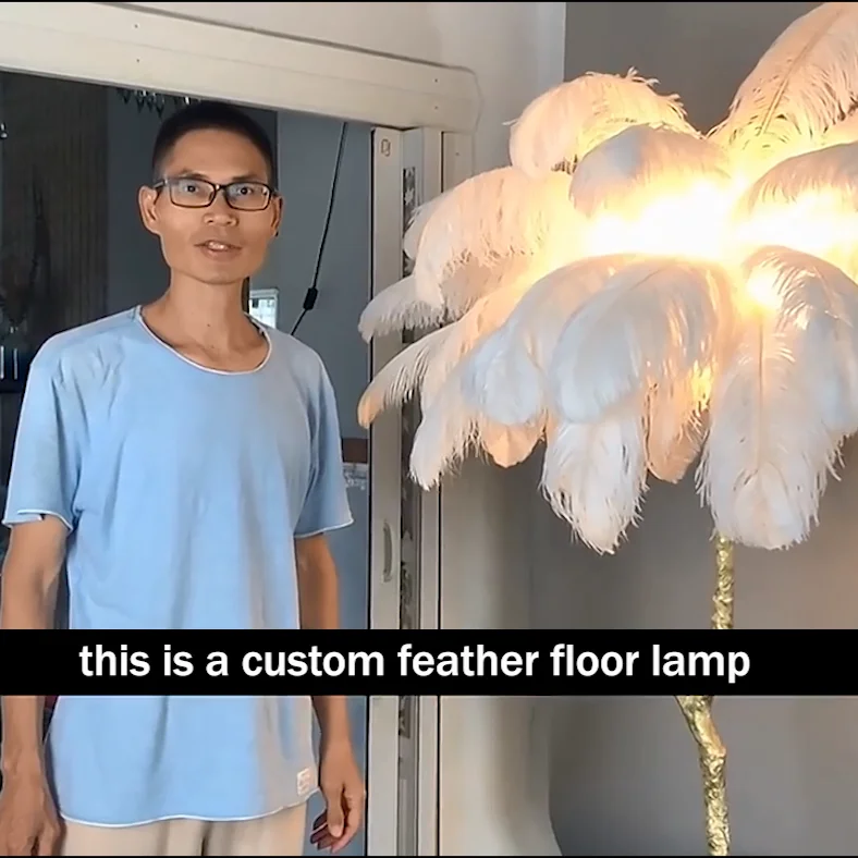 Luxury Ostrich Feather Tree Stand Led Floor Lamp For Home Living Room ...