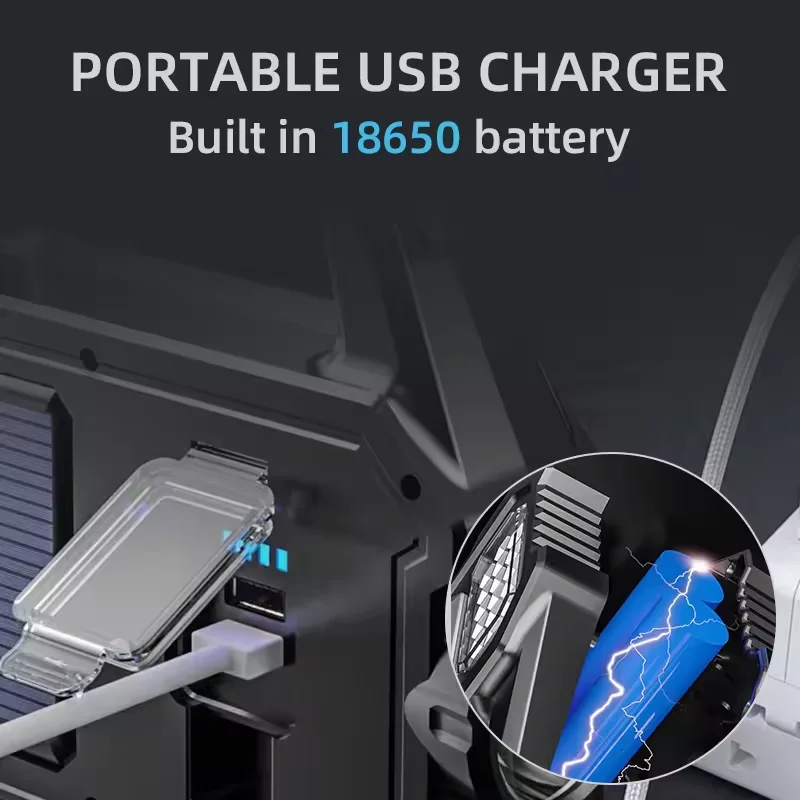 Multifunction Solar Power Bank Work Light Searchlight Flashlight ...