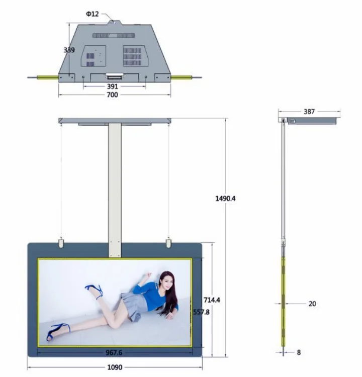 Hanging Double-sided Displays Super-slim Dual Sided Display For Windows ...