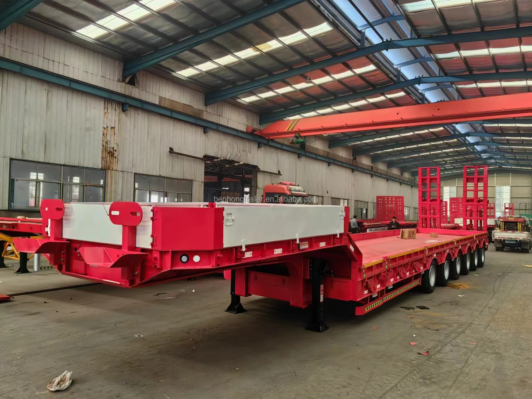 10 Axes Lowboy Trailer Transport Heavy Duty Equipment Low Bed Semi ...