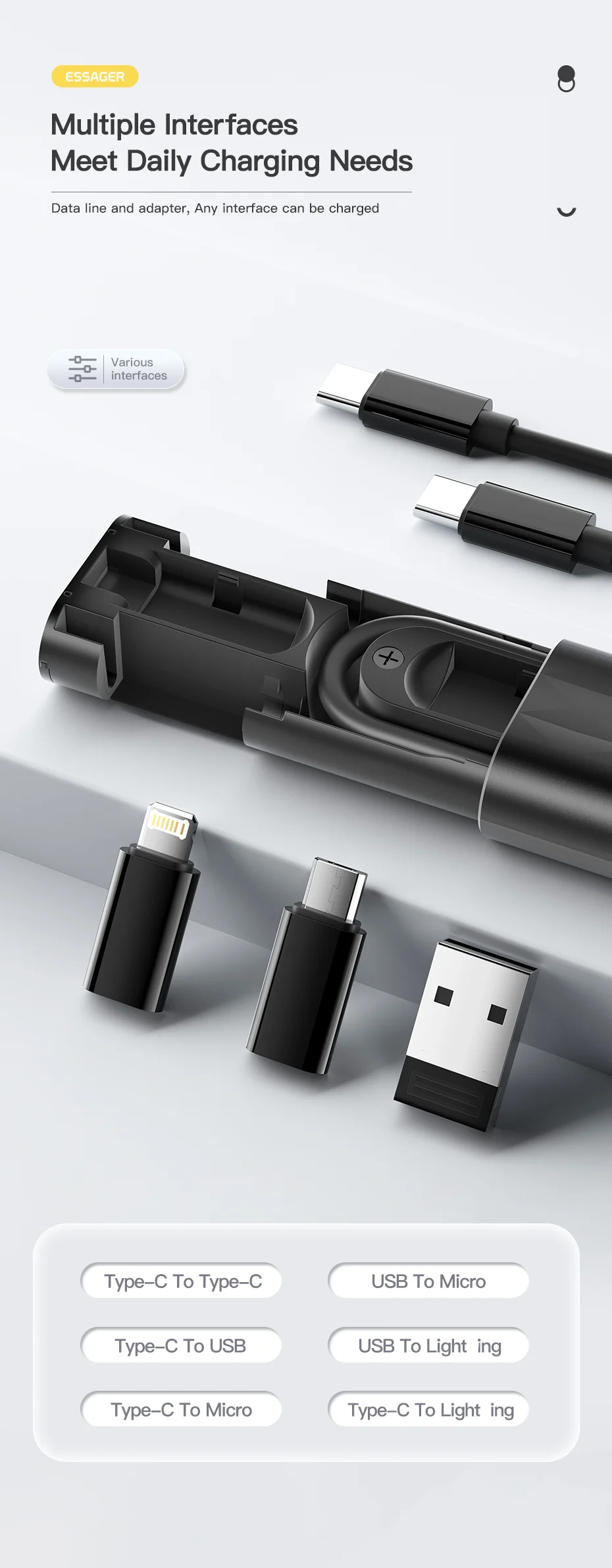 Essager 2022 Lingwen Multi-function Charging Cable Mobile Phone Otg ...