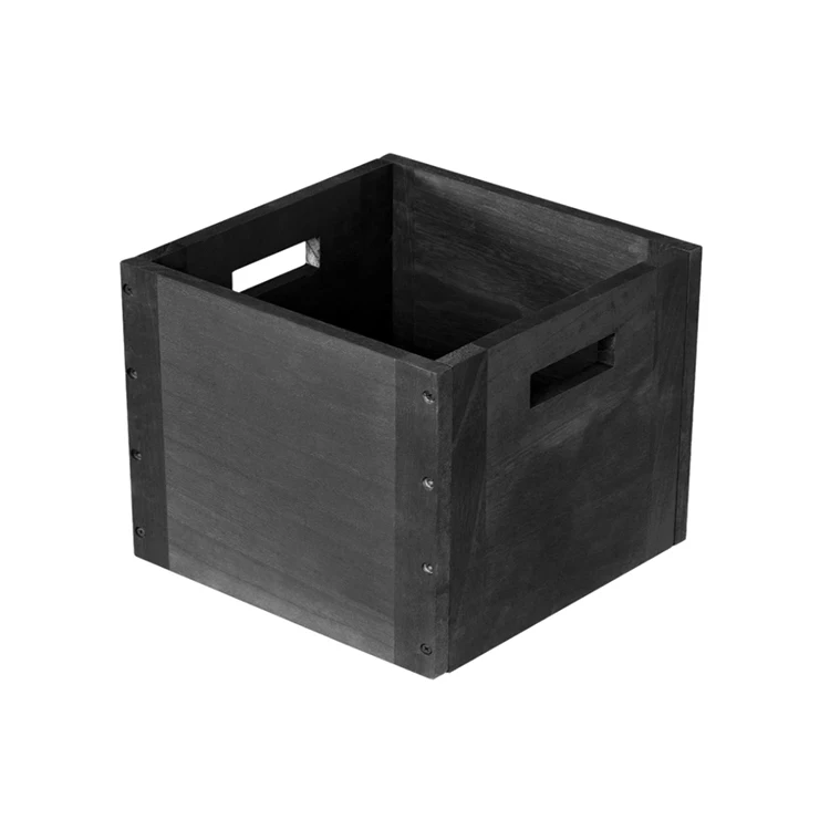 2021 Rustic Style Decorative Wooden Storage Cube Storage Basket Storage ...