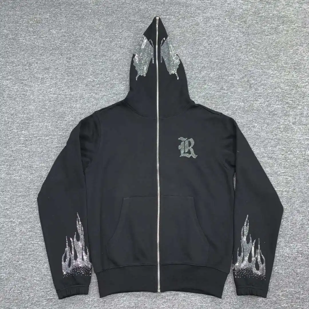 Custom Skeleton Rhinestone Zip up Hoodie - High Quality