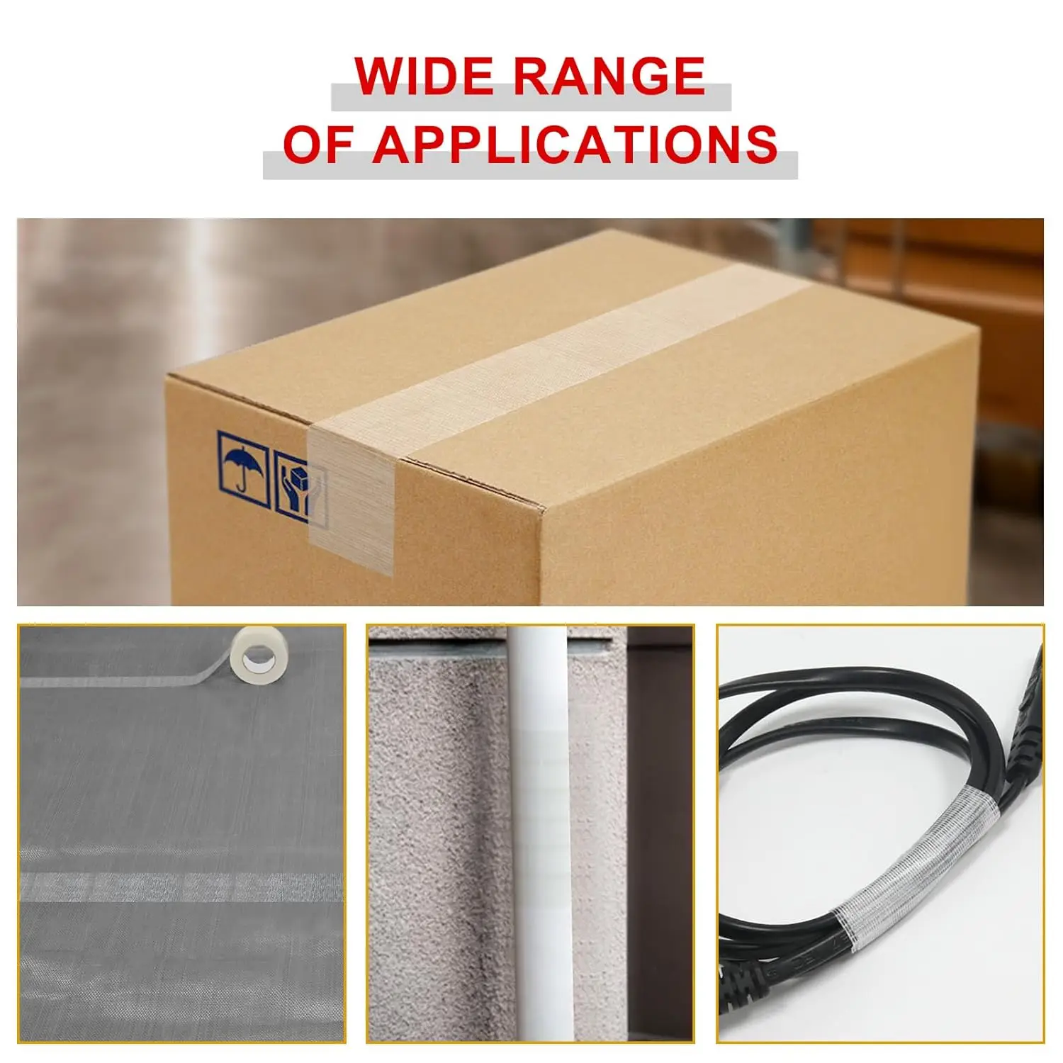 50m Fiber Glass Mesh Tape Hot Melt Adhesive Reinforced Gummed Packing ...