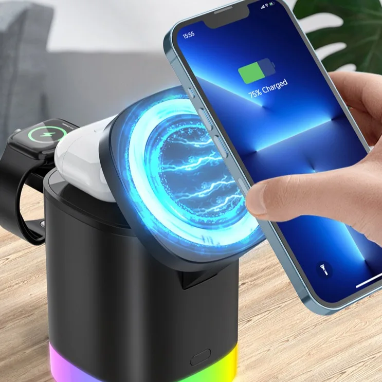 3 In 1 Macsafe Cube Charger Sradle Magnetic Wireless Stand Fast ...