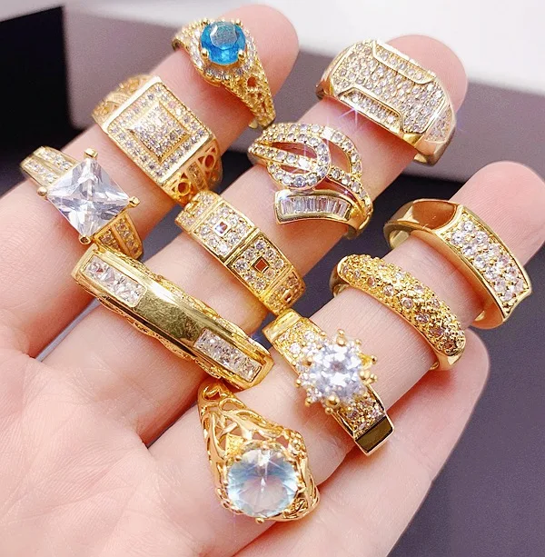 Luxury Zircon Gold Wedding Ring for Women - Exaggerated Design | Saudi ...