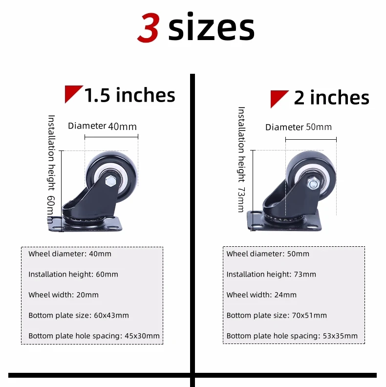 3" Casters Gold Diamond Wheel With Brake Screw Movable Chair Shelf ...