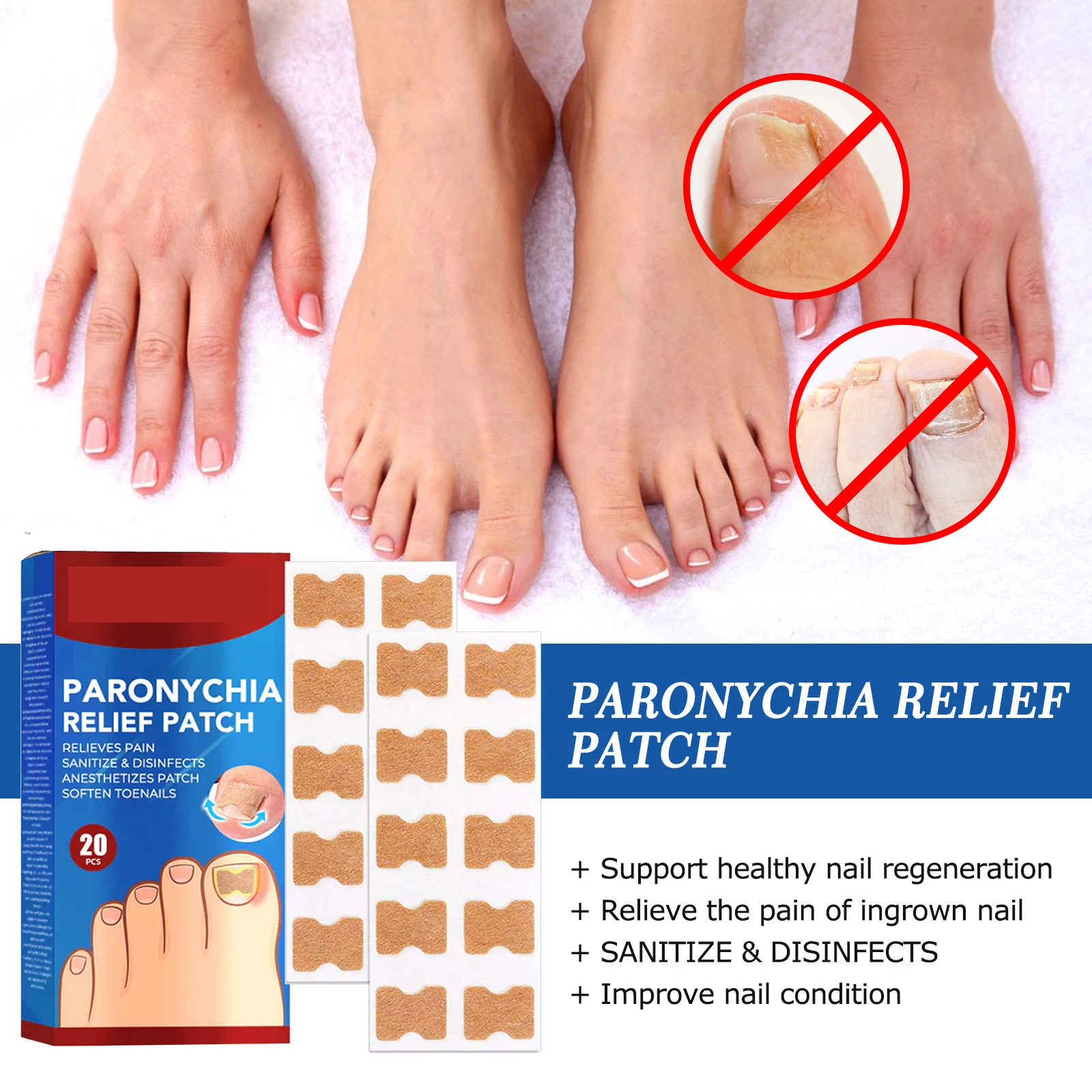 Anti Paronychia Relief Nail Patches,Painless Pedicure Toenail Corrector ...