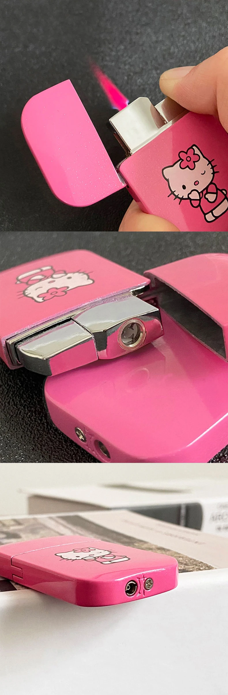 Pink Metal Cute Hello Kitty Cat Lady Lighter Girls Gift Inflatable ...