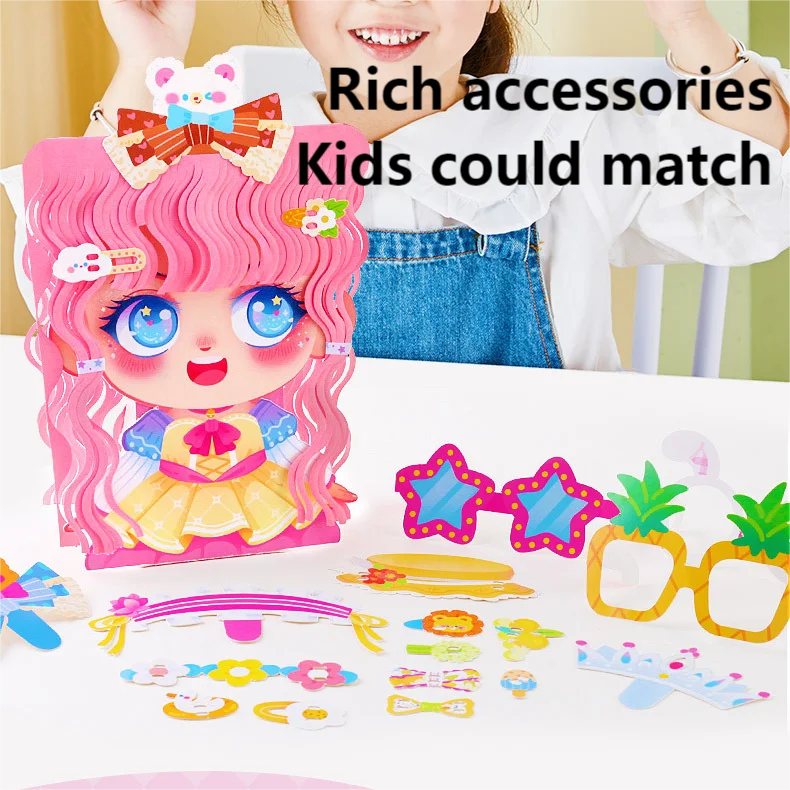 DIY Hairstyle Cuttings Paper Doll Paper Toy Kit for Girls
