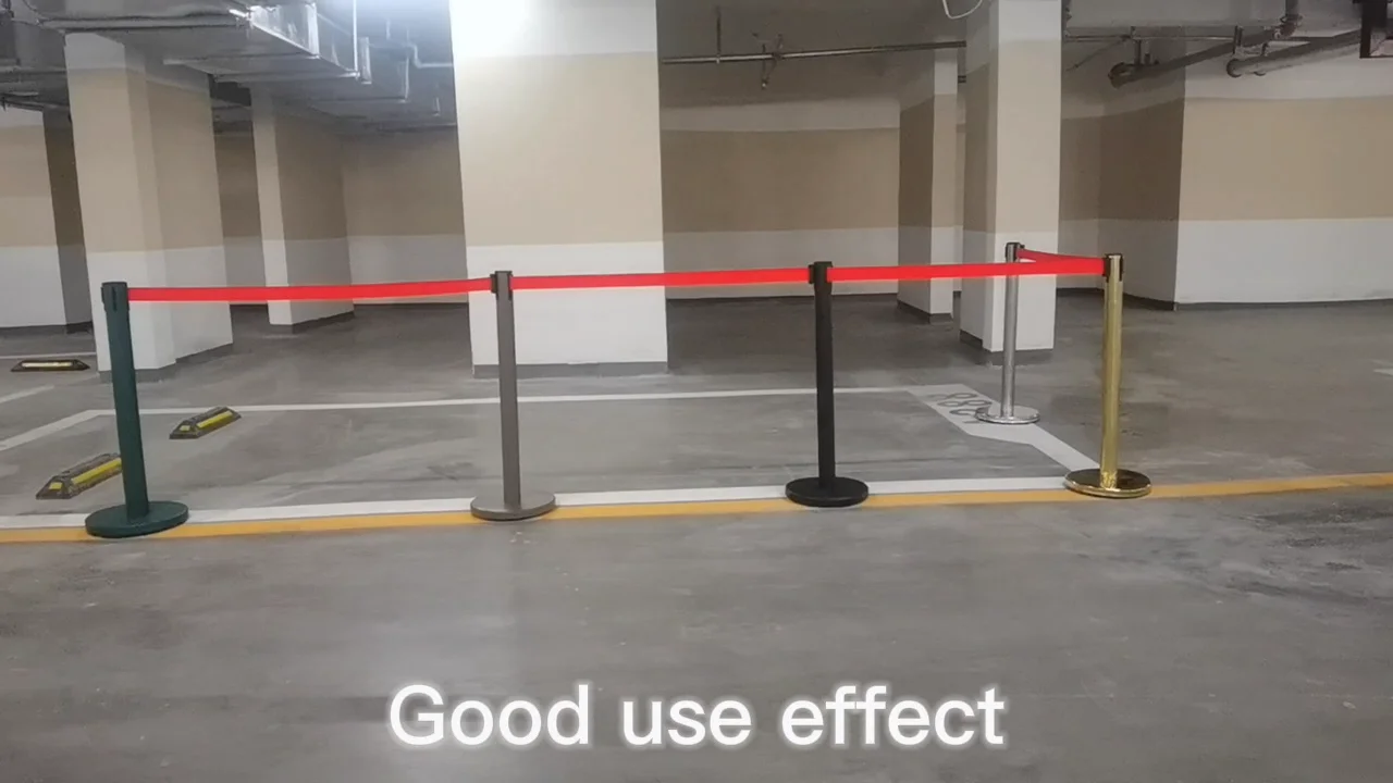 Black Color Post With 2m Belt Retractable Traffic Belt Queue Line Stand ...