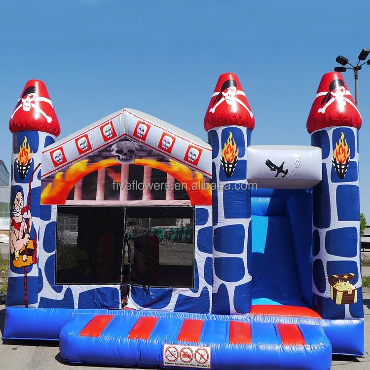Cartoon Pirate Ship Inflatable Bouncy Castle With Slide Castillo ...