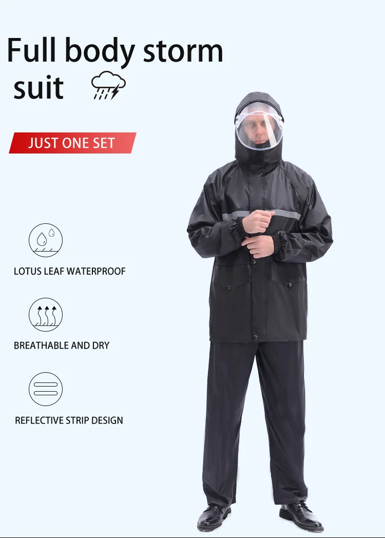 Men's Waterproof Oxford Fabric Raincoat with Reflective Strip for ...
