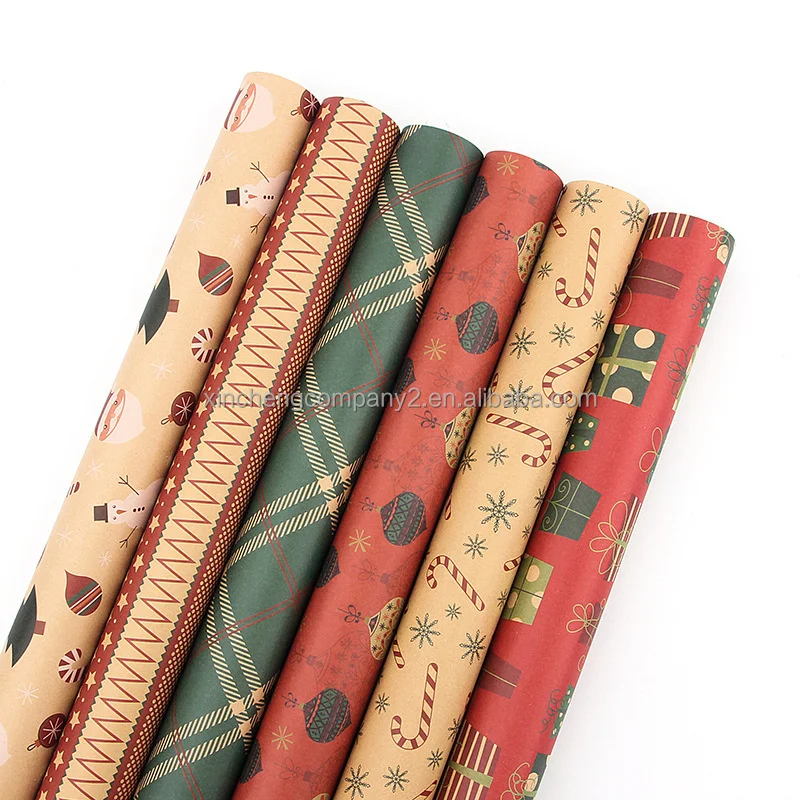 Custom Printed Logo Size Gift Wrapping Paper Roll Christmas Wrapping ...