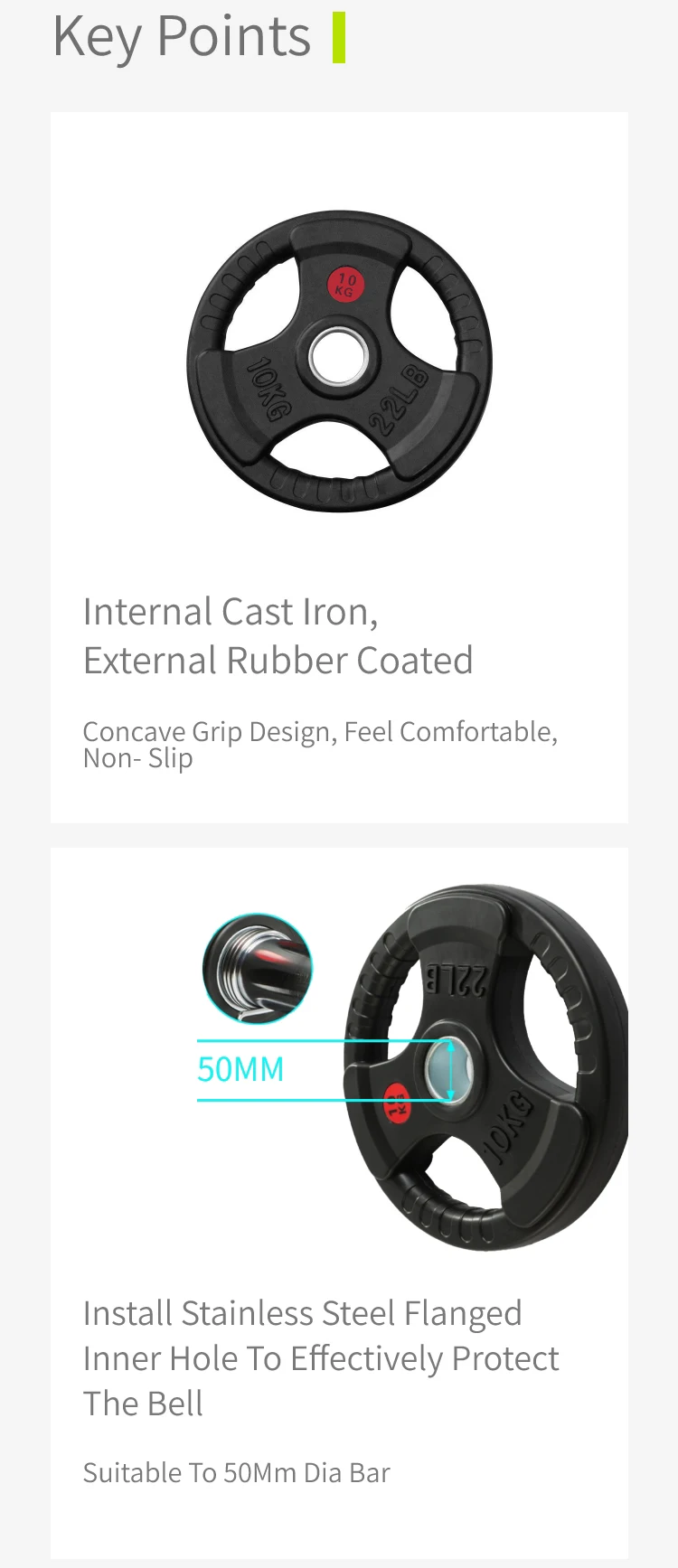 Rubber Grip Plates for Barbell - Durable Weight Training