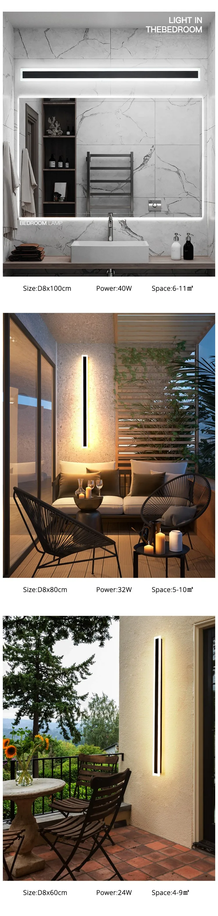 Modern Acrylic Strip Wall Lamp Outdoor Waterproof App Control RGBWW ...