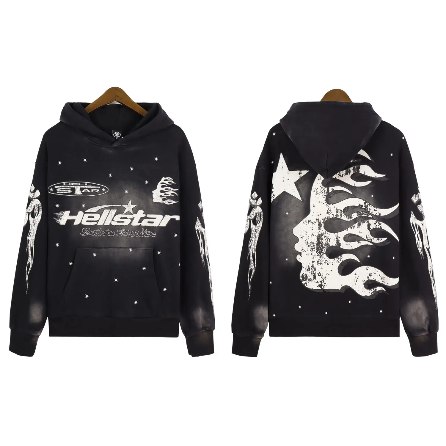 Hellstar Clothing Vintage Wash Make Old Casual Streetwear Sweatshirts ...