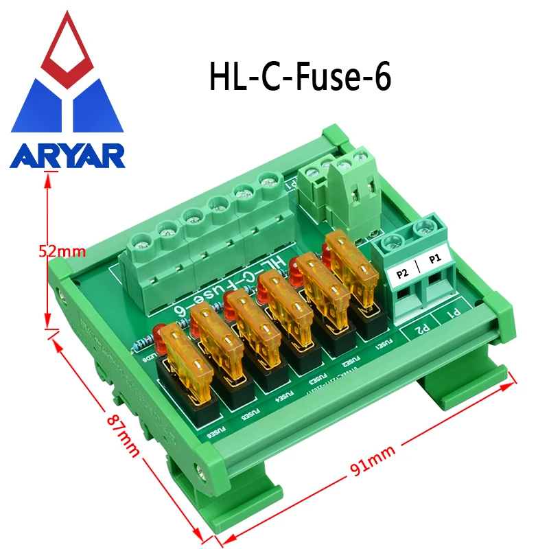DIN Rail Mount 6 Position Power Distribution Fuse Module Board, For AC ...
