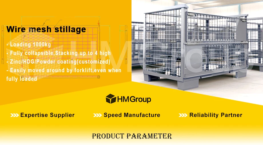 Warehouse Storage Powder Coated Metal Steel Mesh Stackable Heavy Duty ...