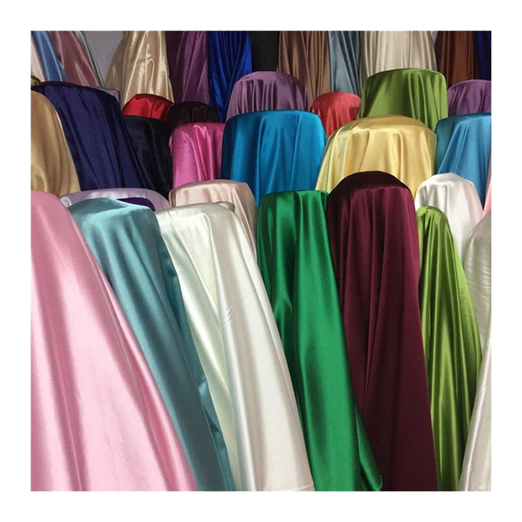 700 Colors In Stock 50d*75d Shiny Polyester Satin Fabrics No Stretch ...