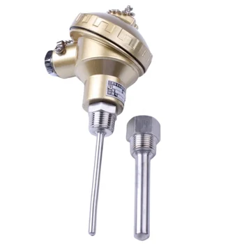 Pt100 Temperature Sensor Rtd Sensor Probe With Thermowell Three Wire ...