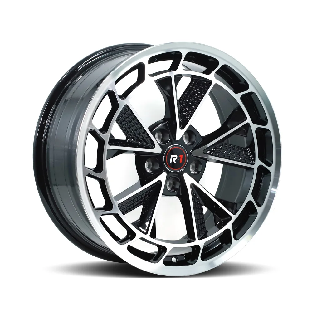 Dx048 Custom Wheels Rims 18 Inch 5x100 Black Machine Face Staggered Mag ...