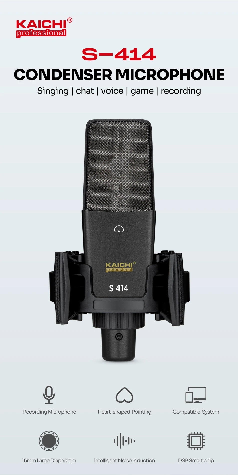 BAIFEILI S414 Professional 48V Wired Studio Recording Microphone ...