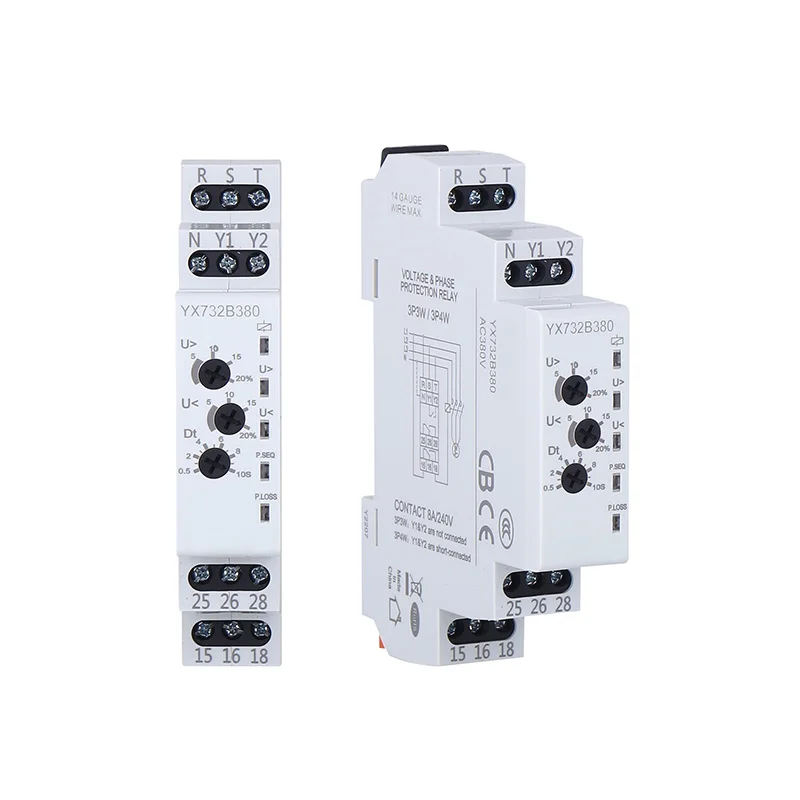 DIN Rail Wide Voltage Time Relay YX702B Single Phase Over and Under ...