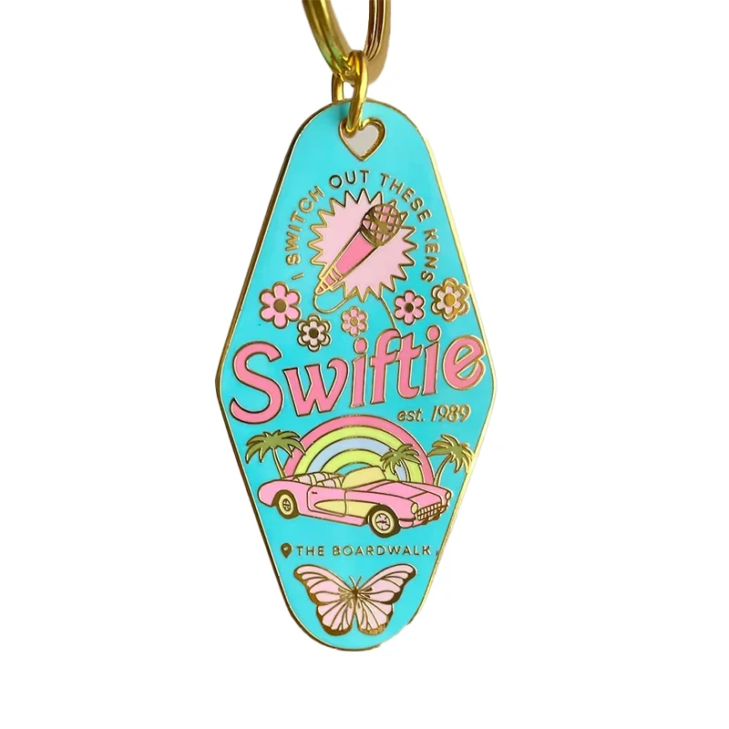 Promotional Custom Hard Enamel Hotel Keychains Swiftie Retro Motel Room ...
