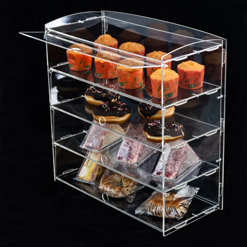 Transparent Acrylic Bakery Display Case Countertop Pastry Donut Acrylic ...