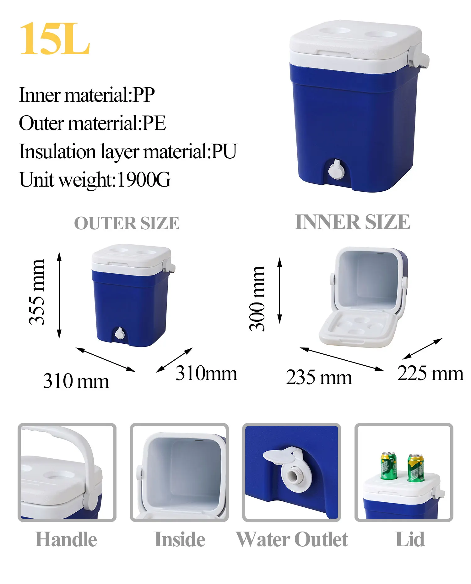 Hot Selling 15l Food Storage Container Freezer Plastic Ice Bucket Car ...