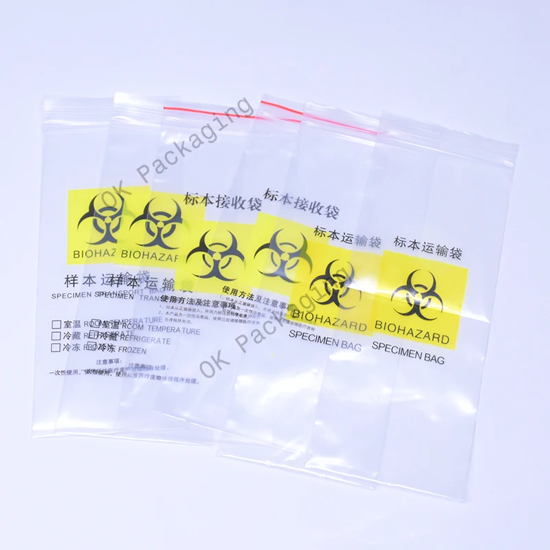 Wholesale Sample Bag Seal Plastic Specimen Zipper Biohazard Bag Custom Printing Ziplock ...