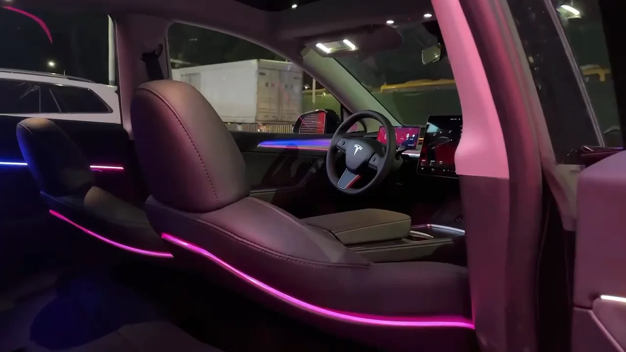 Car Led Ambient Multicolor For Tesla Model 3/y Ambient Lighting Led Car ...