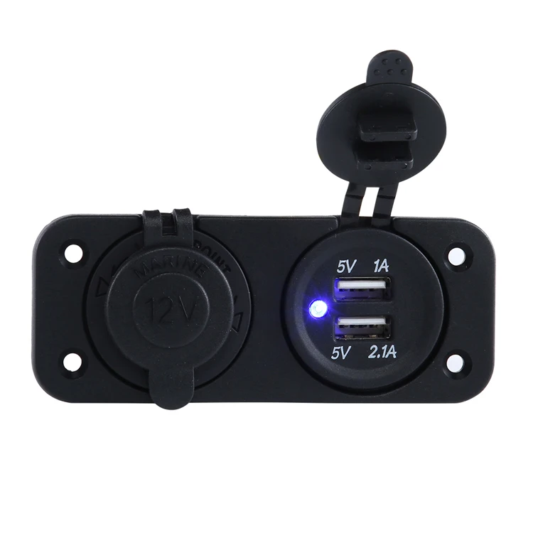 12V 24V Mini Car Power Socket With USB Marine Two Hole Rear Front Panel ...