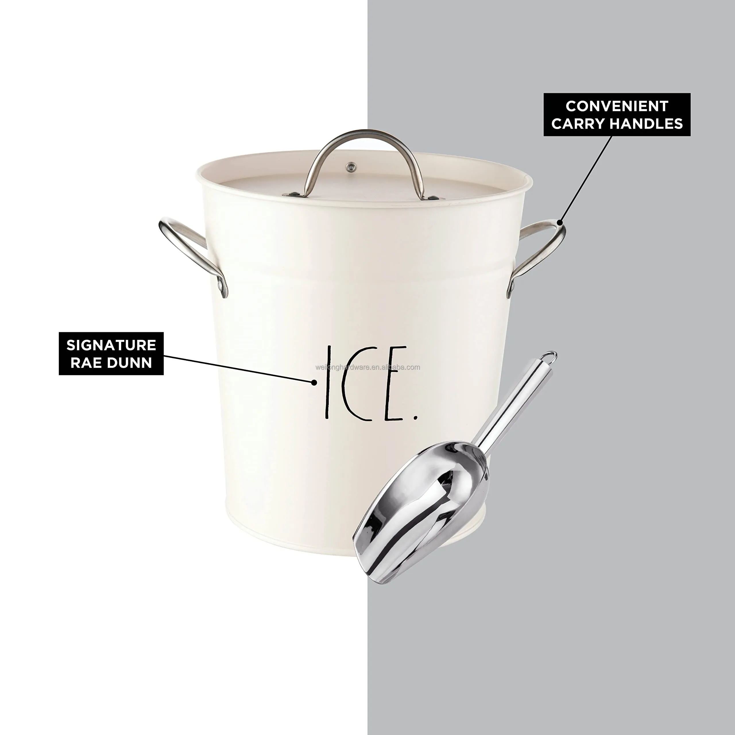 Metal Ice Bucket Home Ice Tub Ice Holder With Lid Inner Bucket And ...