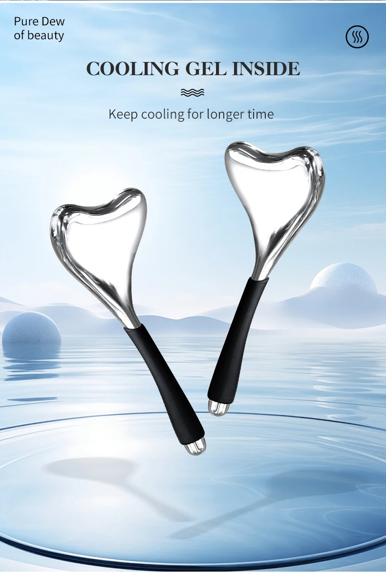 New Launch Golden Stainless Steel Anti-puffiness Long Handle Heart ...