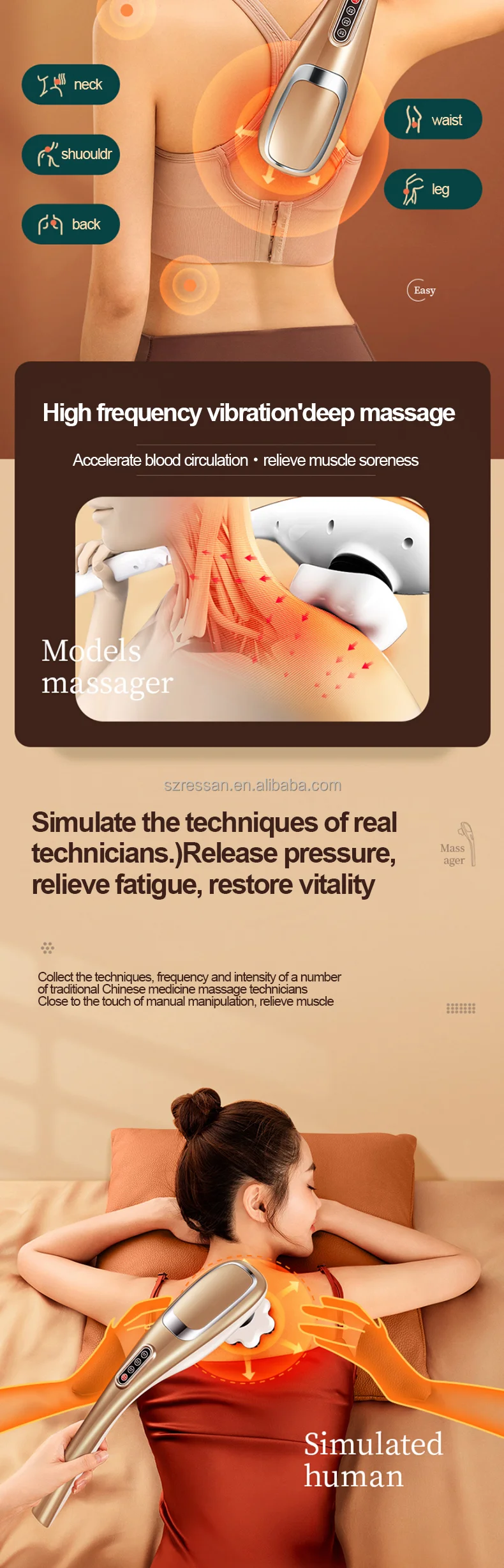 2023 New Full Body Cordless Rotary Heat Massager Hammer Sale