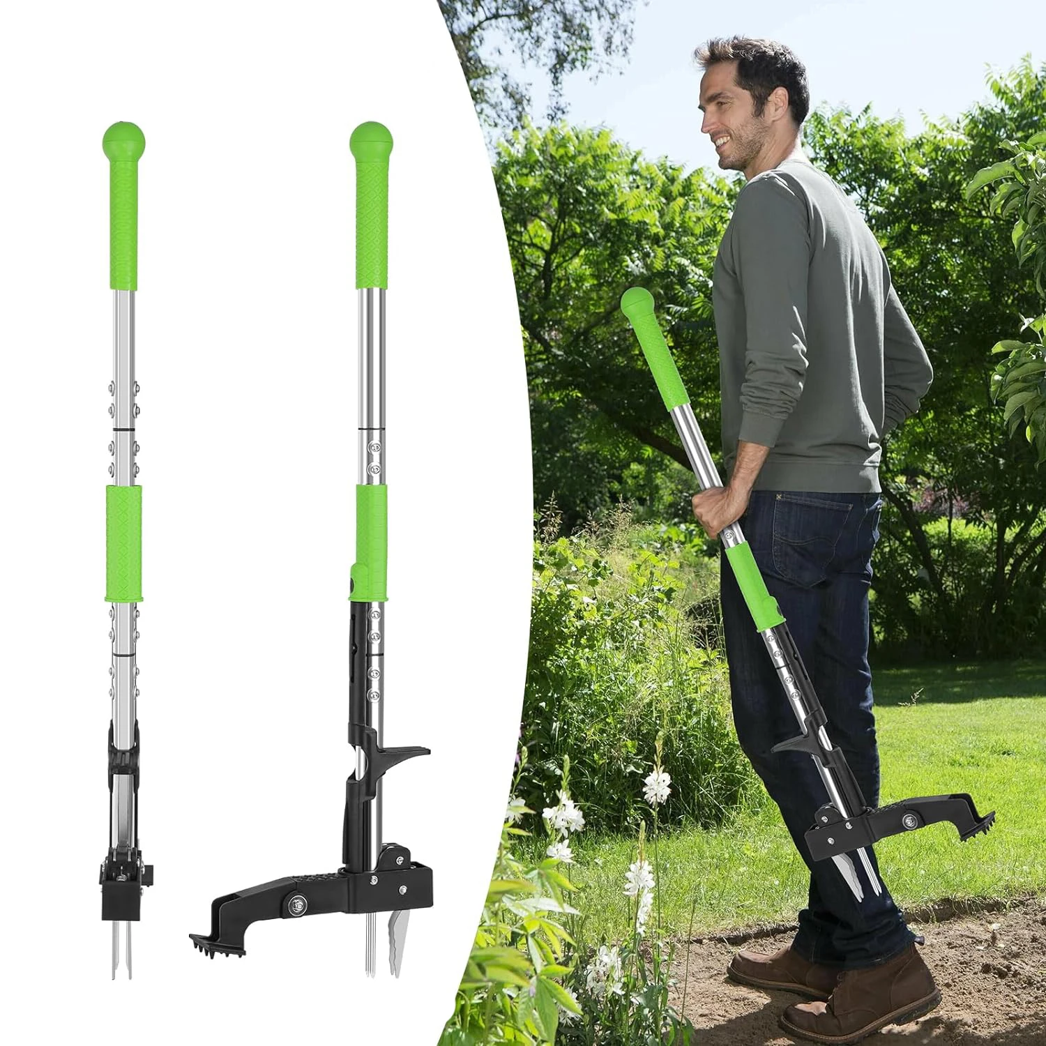 Heavy Duty Stand Up Weed Puller Foot Pedals Lawn Garden Claw Weed ...