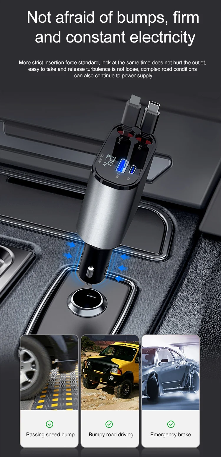 4 In 1 120w Car Charger With Led Digital Display Supports 120w Fast ...