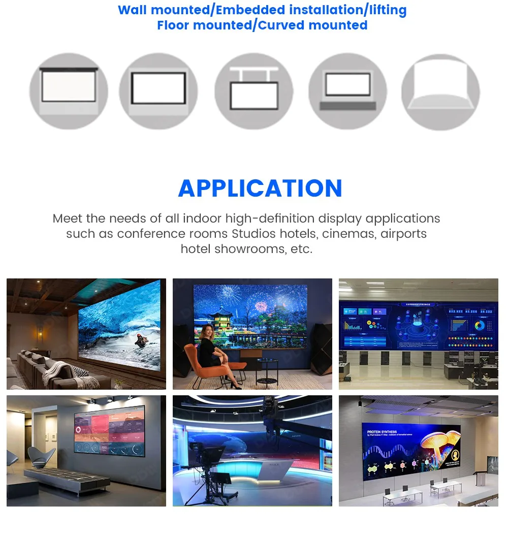 High Quality Ultra Thin High Definition Indoor Led Screen P0.7 P0.9 P1.25 P1.56 P1.875 4k Led ...