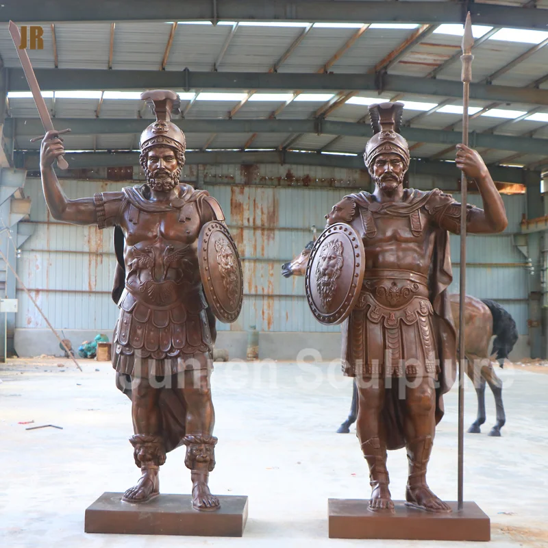 Hand Carved Life Size Bronze Metal Armor Knight Statue