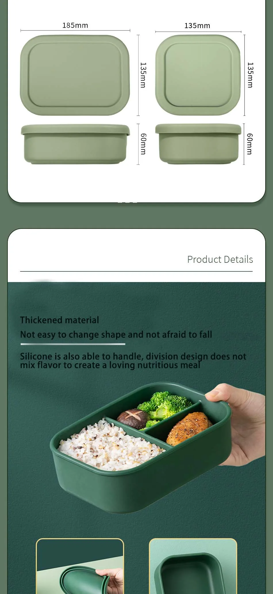 Microwave Silicone Bento Box Portable Take Away Out Silicon Lunch Box ...