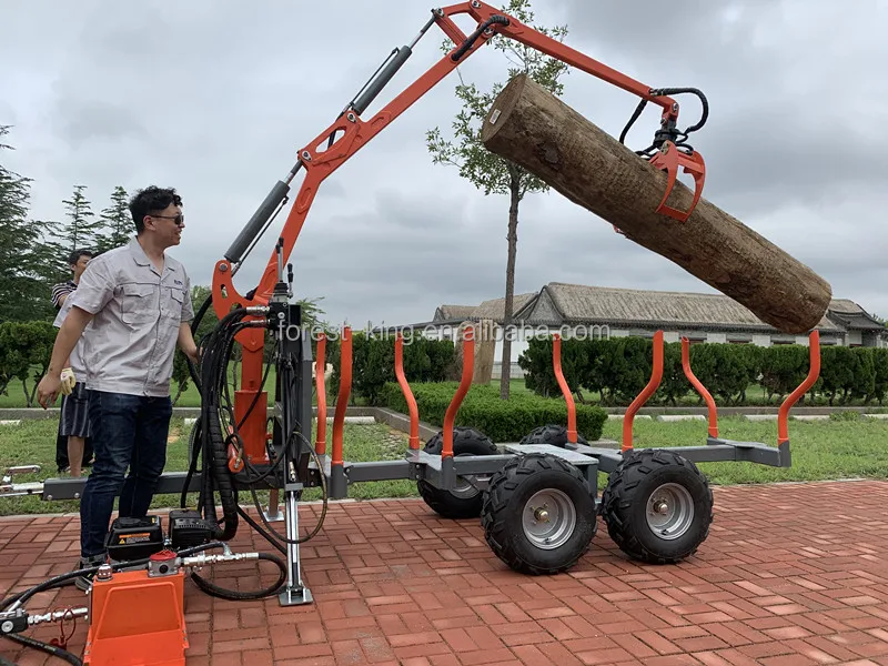 2 Ton Atv Timber Log Hauler Skidder Trailer With Remote Winch And ...