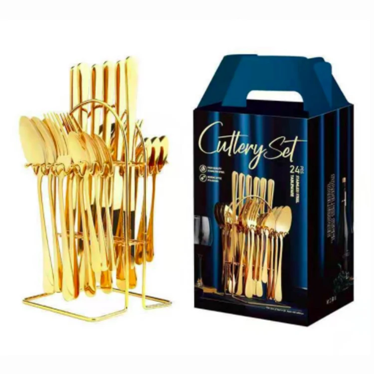 Luxury Golden Buffet Food Spoon Fork Cutlery Set Kitchen Utensil Sets ...