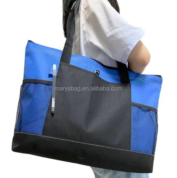 Polyester Zippered Tote Bag with PVC Backing - Perfect for Promotion
